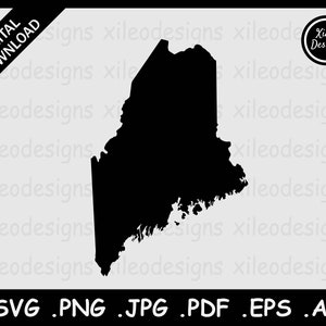 Maine Map SVG, ME USA State Boundary Border Map, Mainer United States ...
