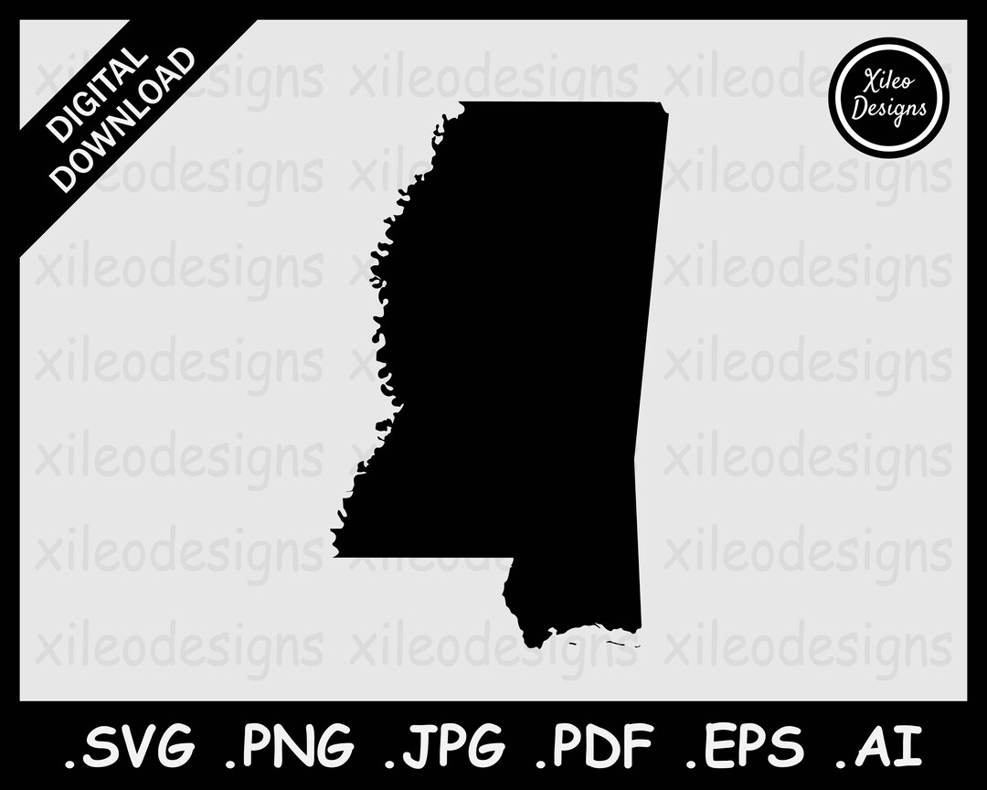 Mississippi Map SVG, MS USA State Boundary Border Map, Mississippian ...