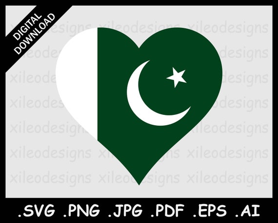 Pakistan Heart Flag SVG Pakistani Love Shape Country National | Etsy