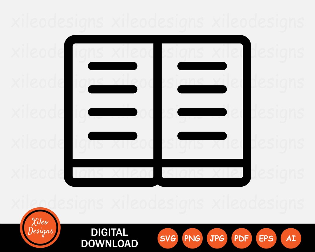 Open Book Flat Line Icon SVG Textbook Page Dictionary Sign Symbol ...