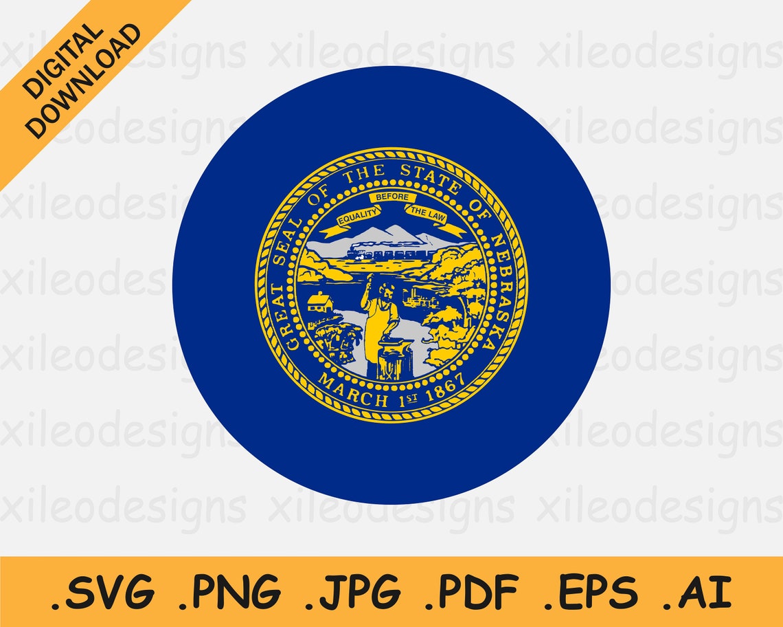 Nebraska Round Flag SVG NE USA Circular Circle State Banner - Etsy