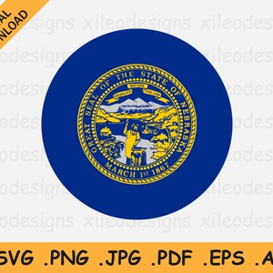 Nebraska Round Flag SVG - NE USA Circular Circle State Banner Button ...