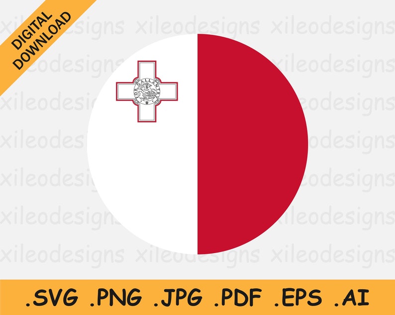 Malta Round Flag SVG Maltese Circular Banner National - Etsy