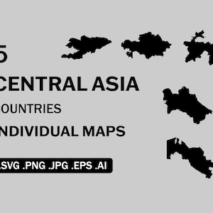 Central Asia Country Map, Asian Nation National Countries Outline Maps ...