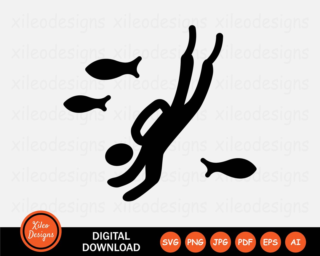 Underwater Dive Icon Scuba Diver Diving Underwater Fish Sign Symbol ...