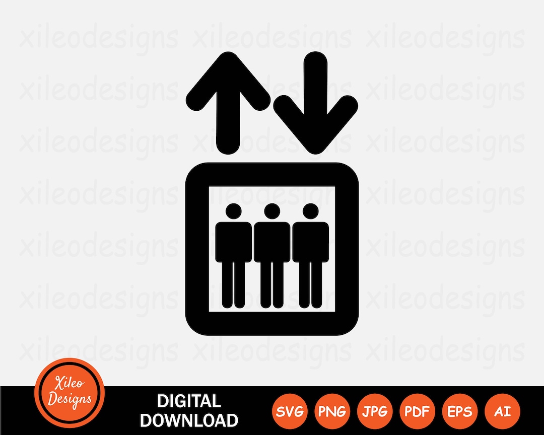 Elevator Sign Icon SVG Lift Arrow up Down Lobby Sinage Graphic Vector ...