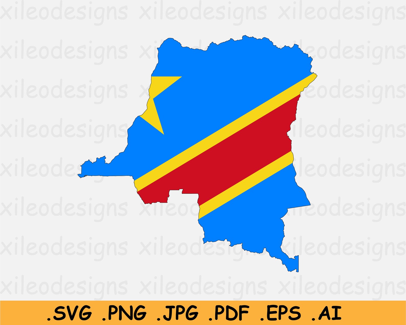 Democratic Republic of the Congo Flag Map SVG - DRC Cricut Cut File ...
