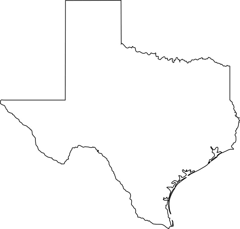 Texas Map SVG TX USA United States of America Us Black White - Etsy