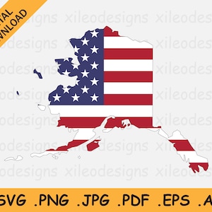 Alaska Map US Flag Svg, AK USA on American Flag, America State Banner ...