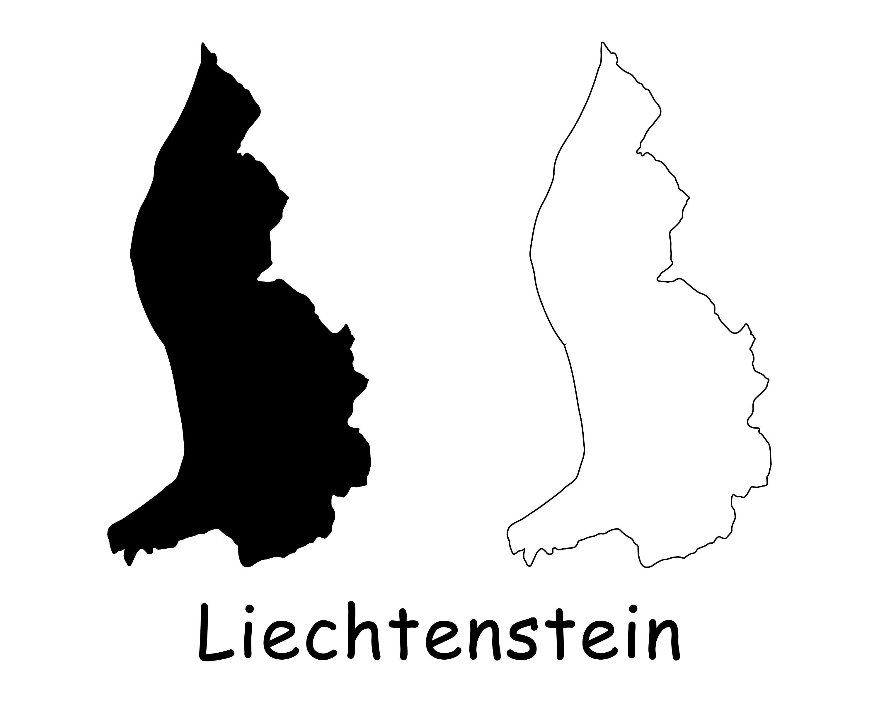 Map of Liechtenstein, Liechtenstein Map, Black White Detailed Solid ...