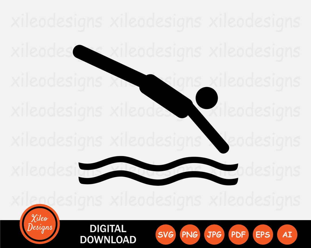 Diving Icon SVG Dive Jump Jumping Into Water Pool Swim Swimming Man ...
