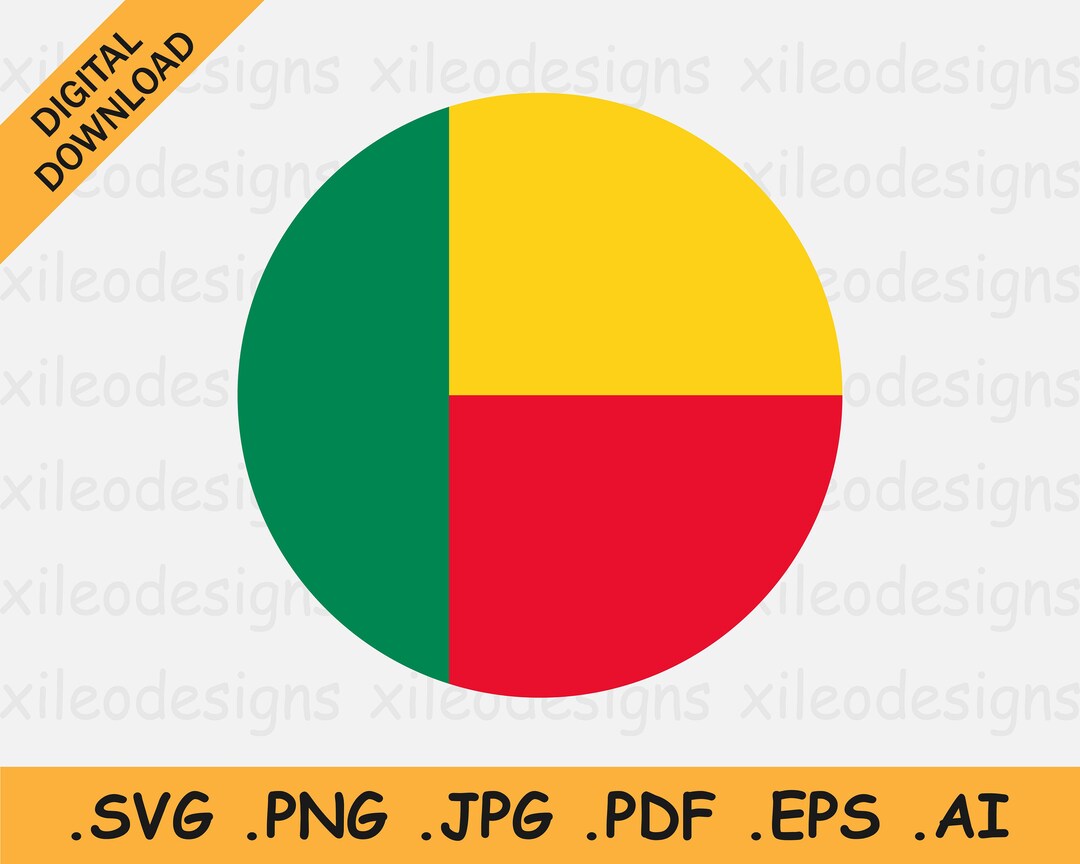 Benin Round Flag SVG - Beninese Circular Banner, National Circle Button ...