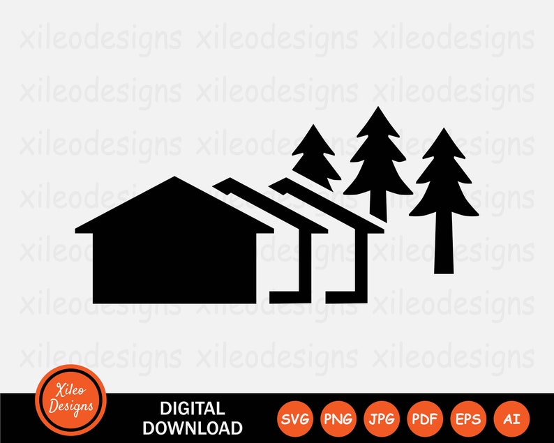 Neighborhood Icon SVG - Row of Residential Houses Homes With Trees ...