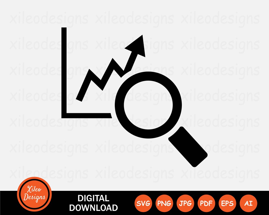 Market Analysis Icon SVG Share Stock Chart Graph Search Graphic Vector ...