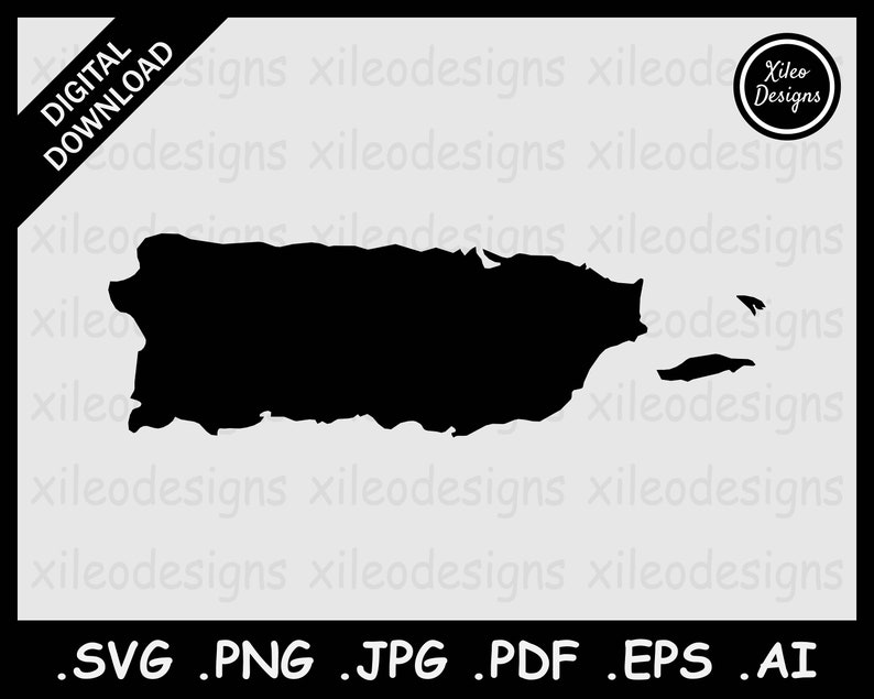 Puerto Rico Map SVG Puerto Rican Boundary Border Map - Etsy