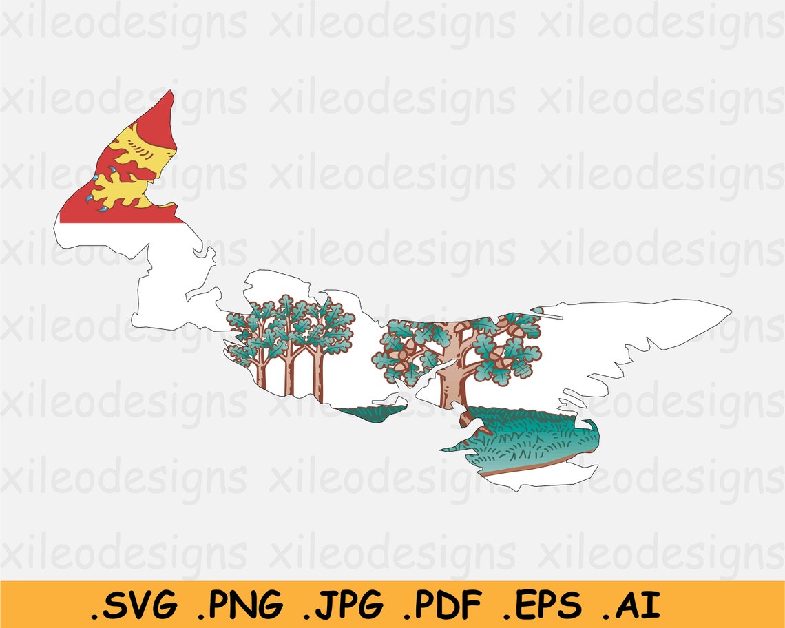Prince Edward Island Map Flag SVG P.E.I. Canada Canadian | Etsy