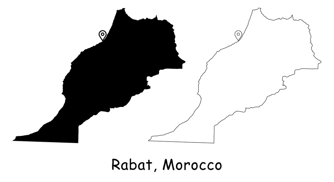 Rabat Morocco Map Capital City Country Location Pin Black White ...