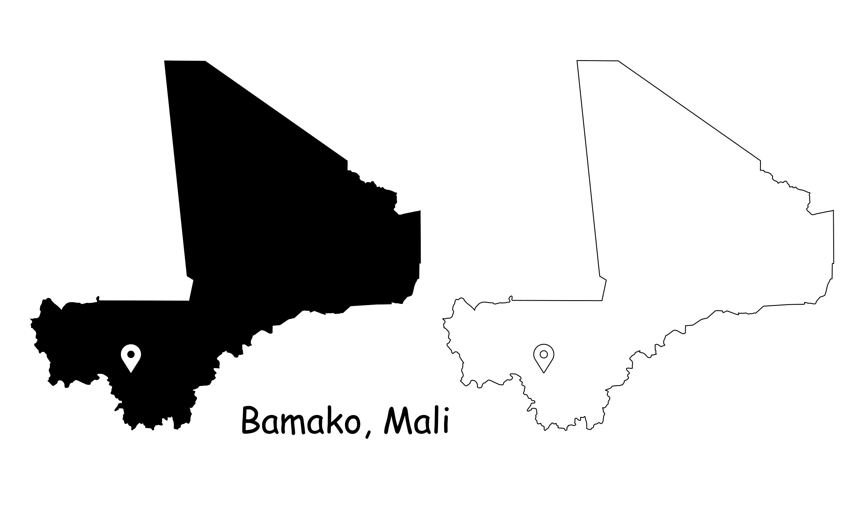 Bamako Mali Map Capital City Country Location Pin Black White - Etsy