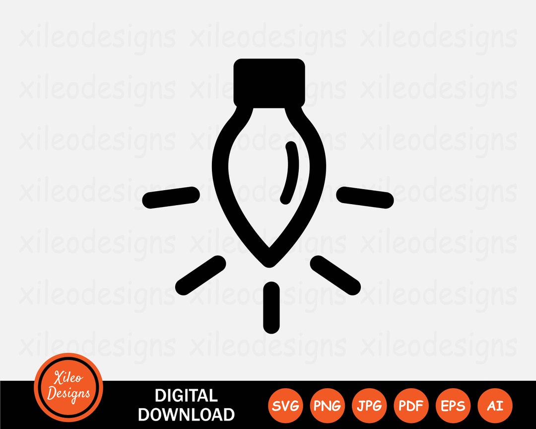 Christmas Light Bulb Icon SVG Lightbulb Holiday Season Graphic Vector ...