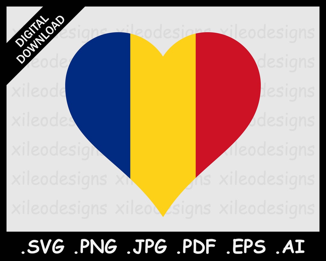 Romania Heart Flag SVG, Romanian Love Shape Country National Flag ...