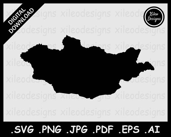 Mongolia Map SVG Mongolian Country National Border Boundary - Etsy