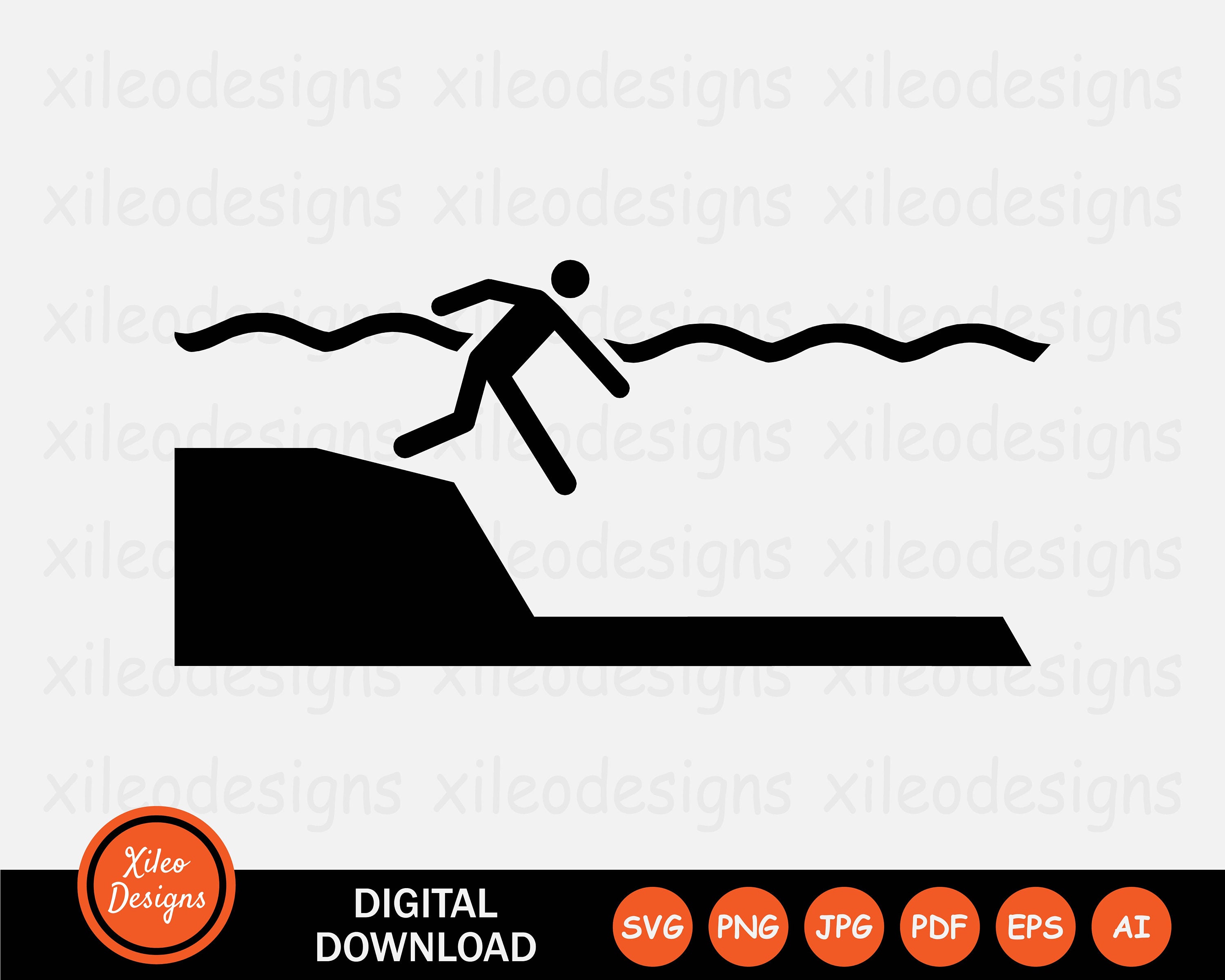 Deep End Icon SVG Sudden Drop Water Level Warning Danger Pool Sea ...