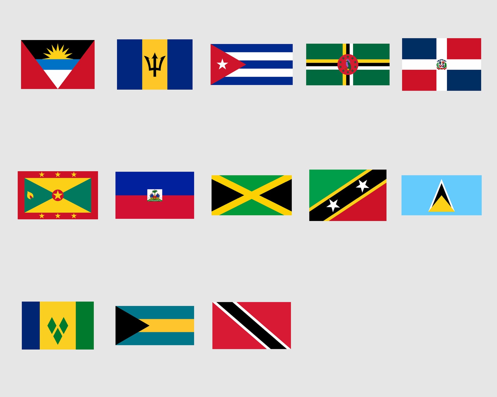 Caribbean Countries Flag SVG Bundle Set Country Nation - Etsy