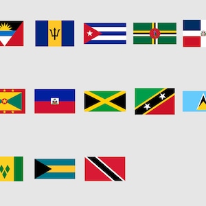 Caribbean Countries Flag SVG Bundle Set, Country Nation National Flags ...
