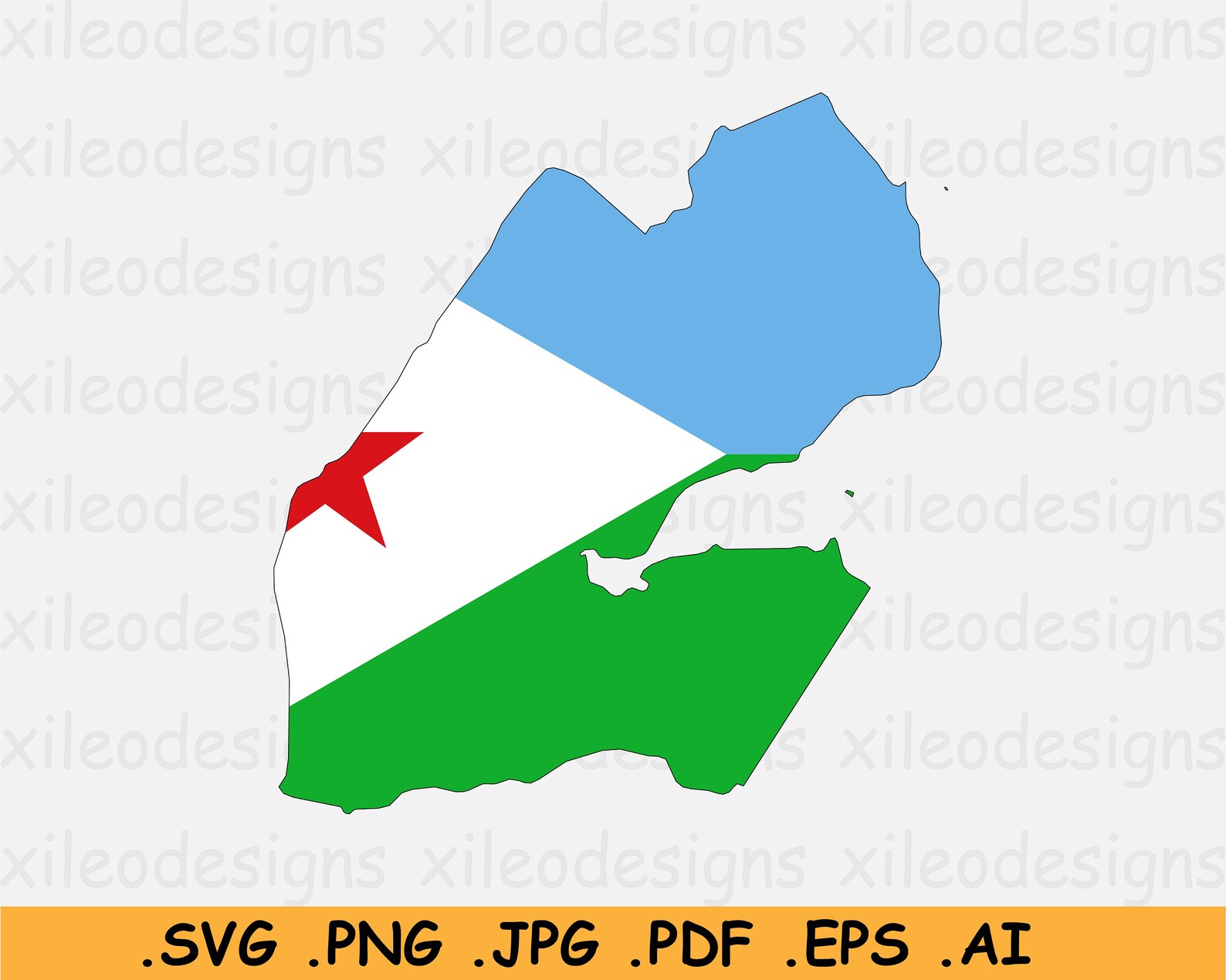 Djibouti Flag Map SVG, Djiboutian Cricut Cut File, Country Nation ...