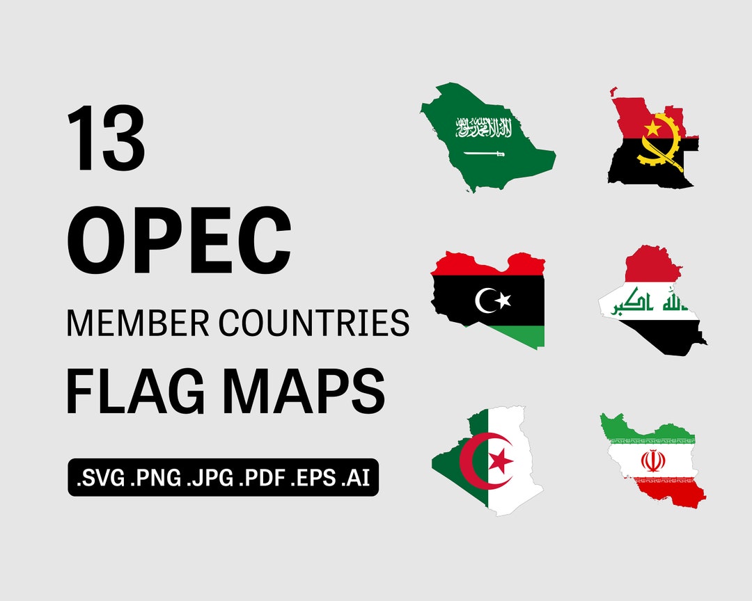OPEC Member Countries Flag Maps SVG Bundle - Country Nation National ...