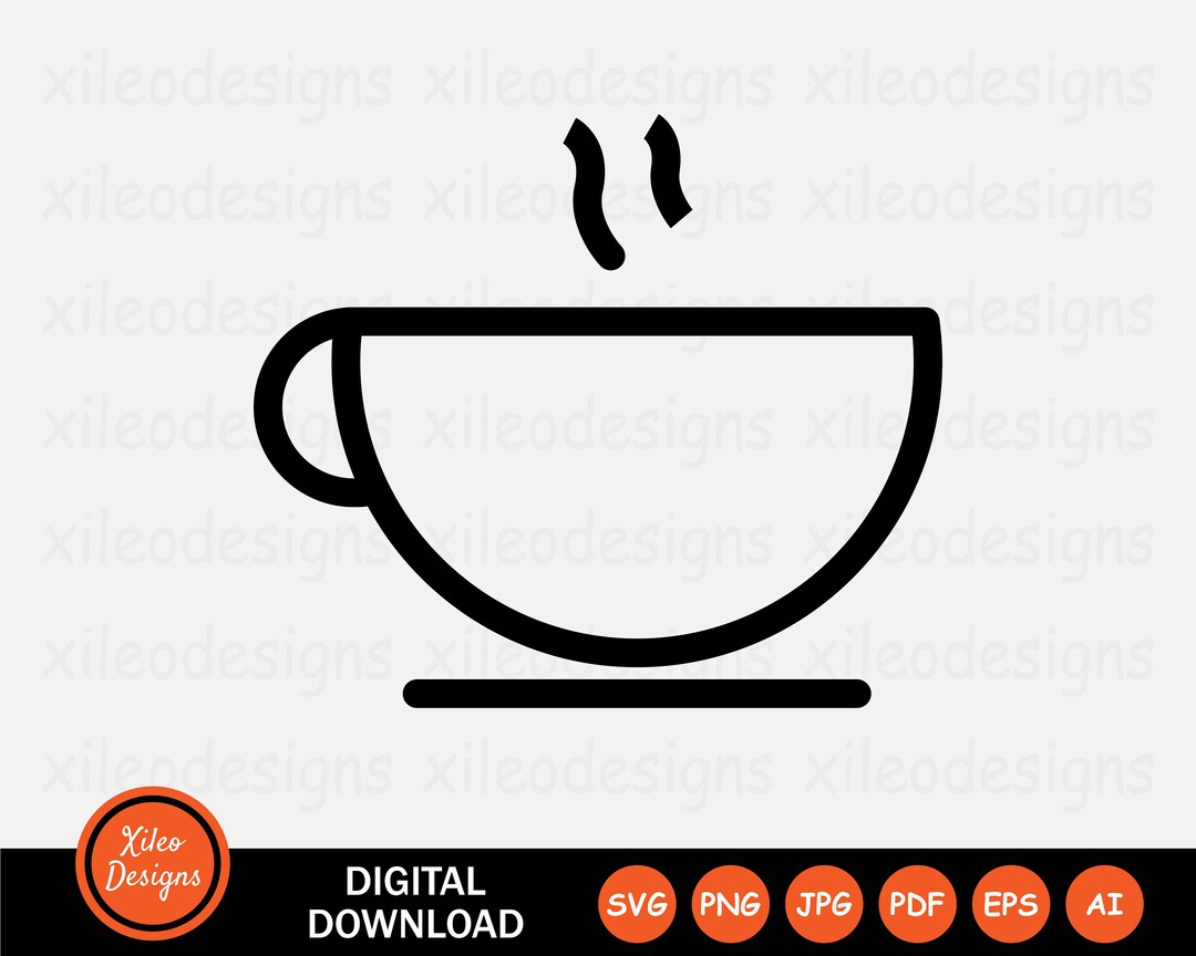 Coffee Cup Line Icon SVG Cafe Cafeteria Hot Beverage Sign Symbol Cricut ...