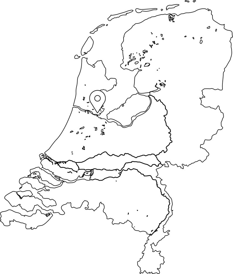 Amsterdam Netherlands Map Capital City Country Location Pin Black White ...