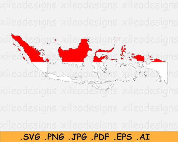 Indonesia Flag Map SVG Indonesian SVG Cricut Cut File - Etsy México