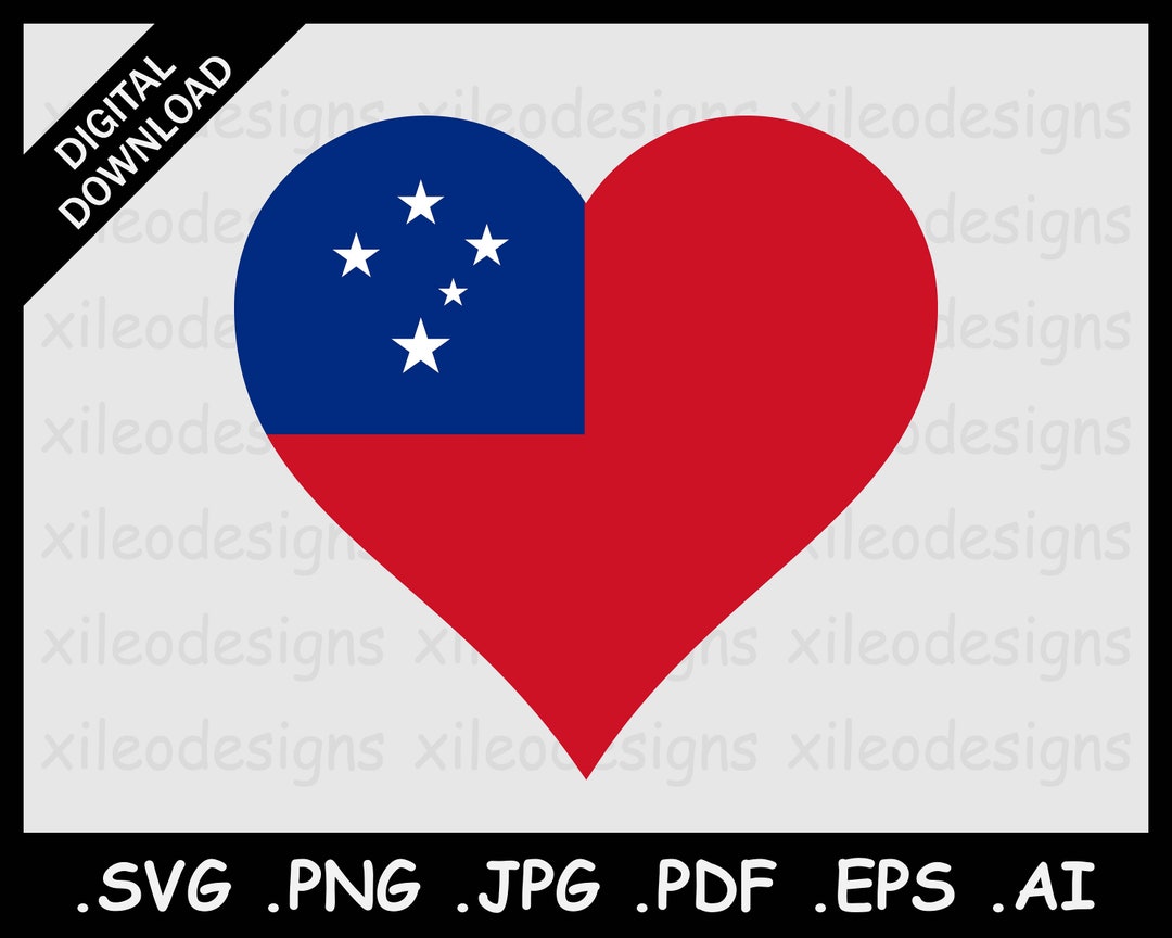 Samoa Heart Flag SVG, Samoan Love Shape Country Flag, Digital National ...
