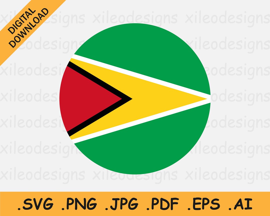 Guyana Round Flag SVG - Guyanese Circle Banner, National Circular ...
