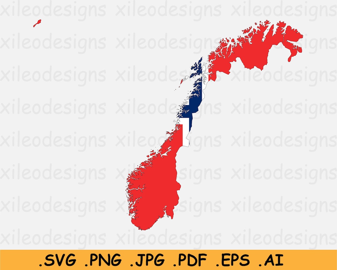 Norway Map Flag SVG - Norwegian Cricut Cut File, Country Nation ...