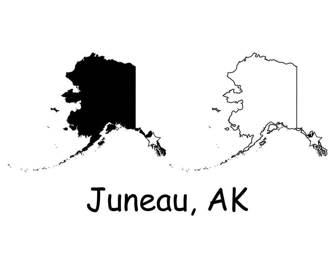 Juneau Alaska AK State Capital City Map US USA America American ...