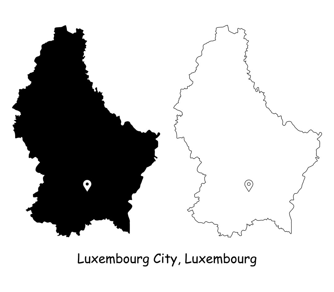 Luxembourg City Luxembourg Map Capital City Country Location Pin Black ...