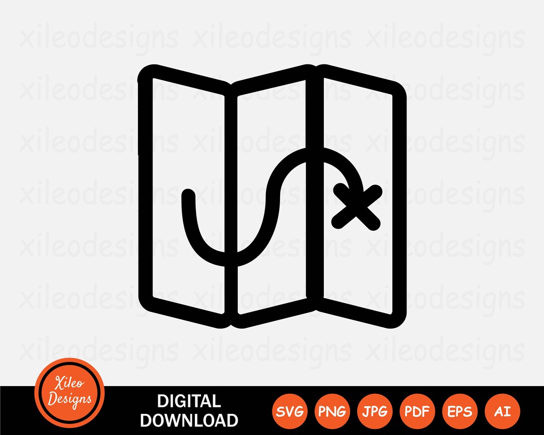 Map Line Icon SVG Direction Navigation Travel Route Pin Sign Symbol ...