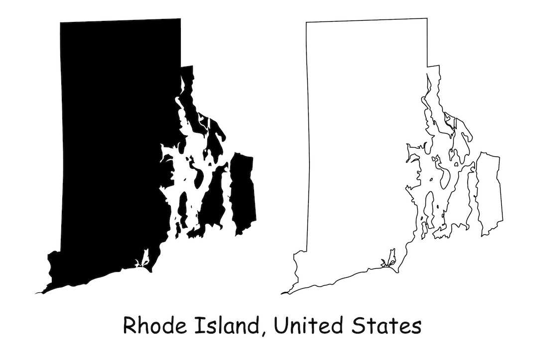Rhode Island Map SVG, RI USA United States of America Us, Black White ...