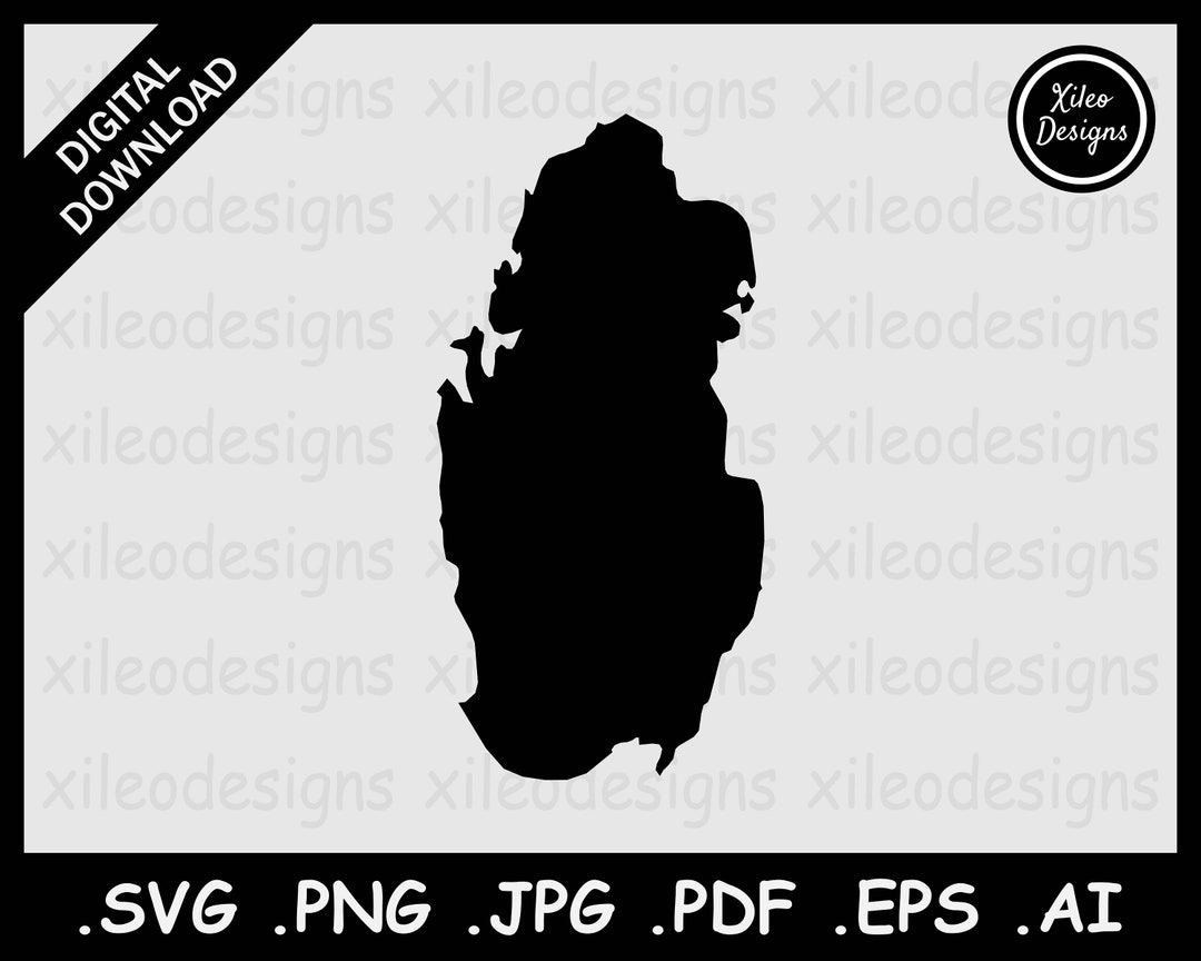 Qatar Map SVG, Qatari National Country Boundary Border Map, Black ...