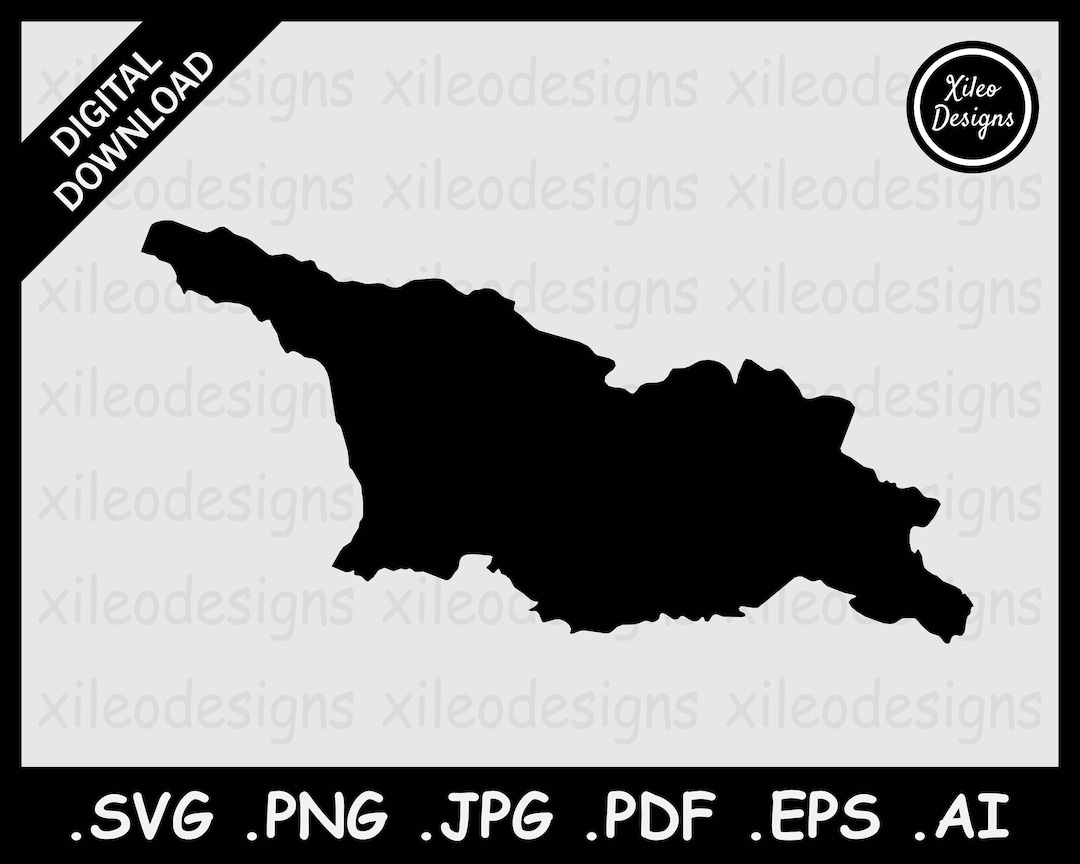 Georgia Map SVG, Georgian Country National Border Boundary, Black ...