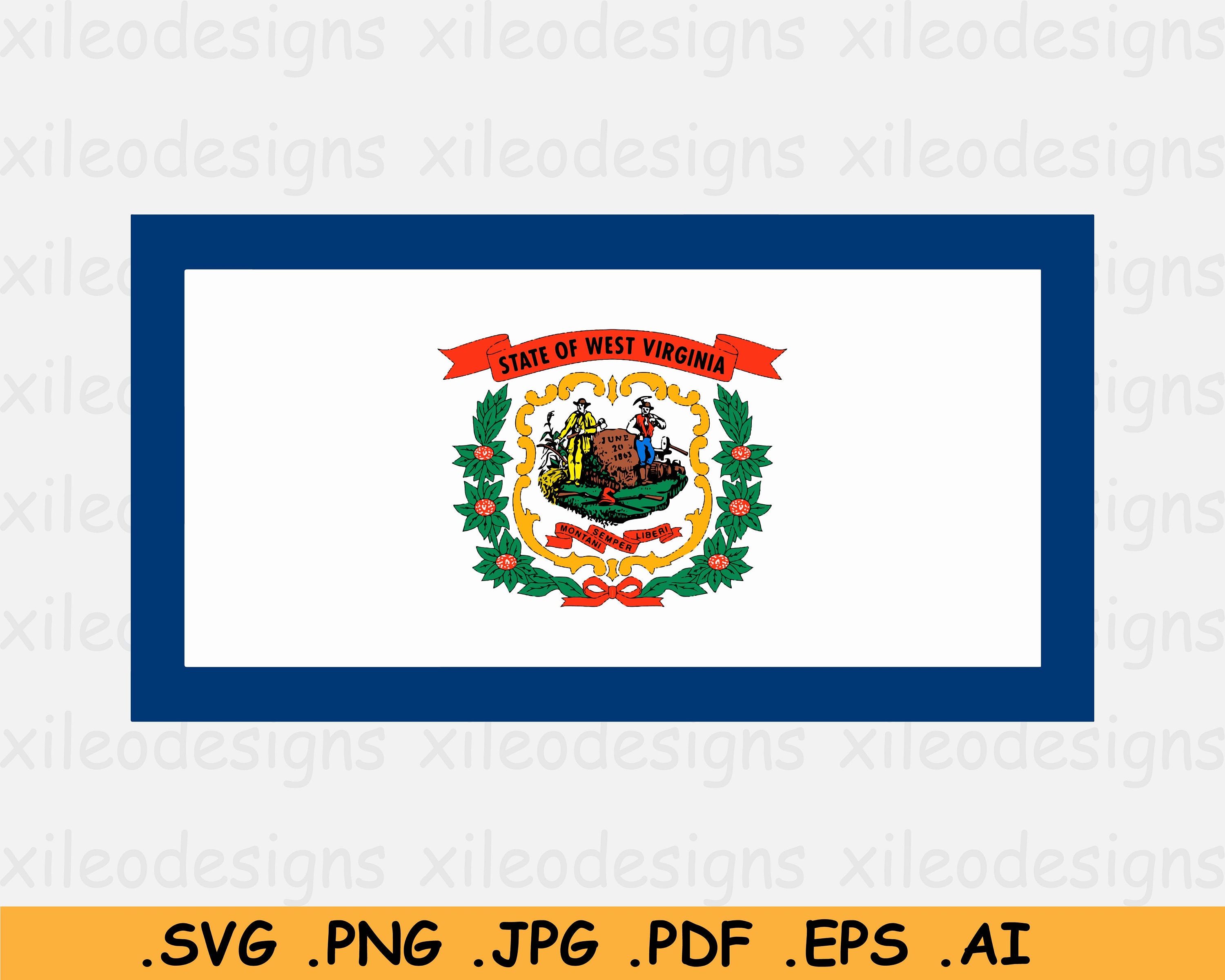 West Virginia Flag SVG, WV US usa State Banner, American United States ...