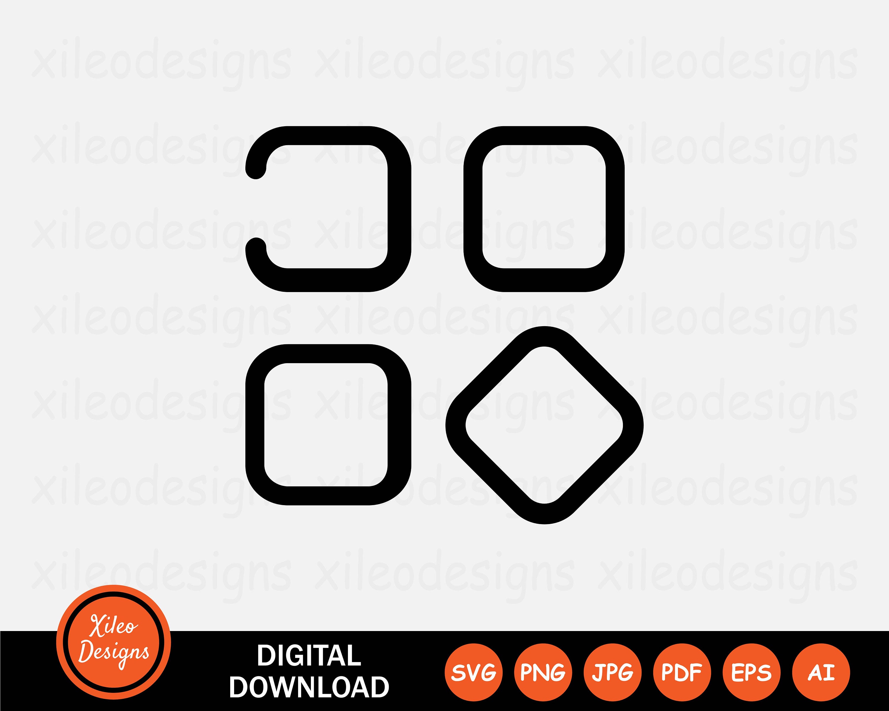 Apps Line Icon SVG App Application Interface UX UI Layout Grid Set Sign ...