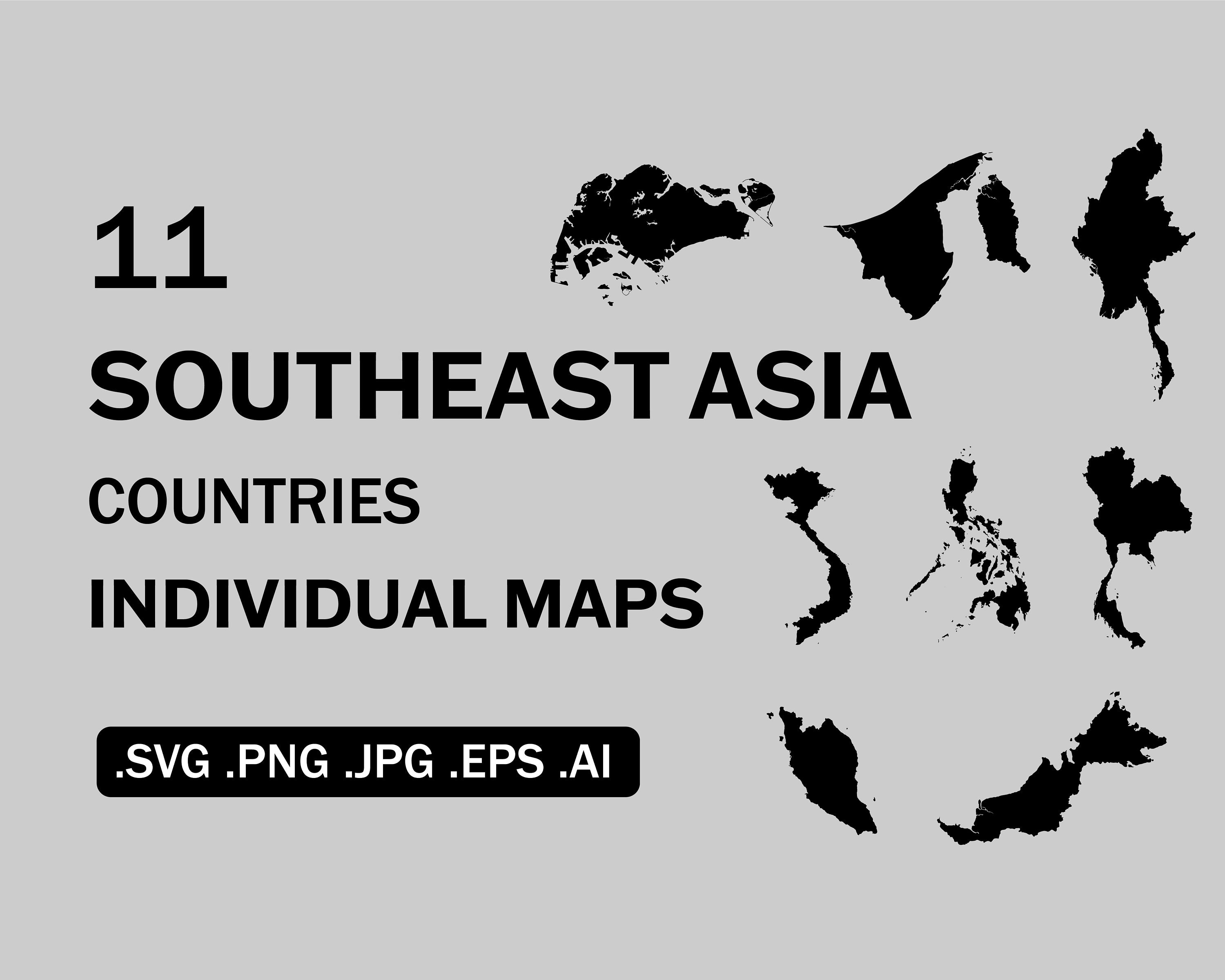 Southeast Asia Country Maps SVG Bundle Set SEA Countries - Etsy Canada