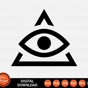 Triangle Eye Icon SVG Pyramid Illuminati Magic Vision Png Jpg Eps Ai ...
