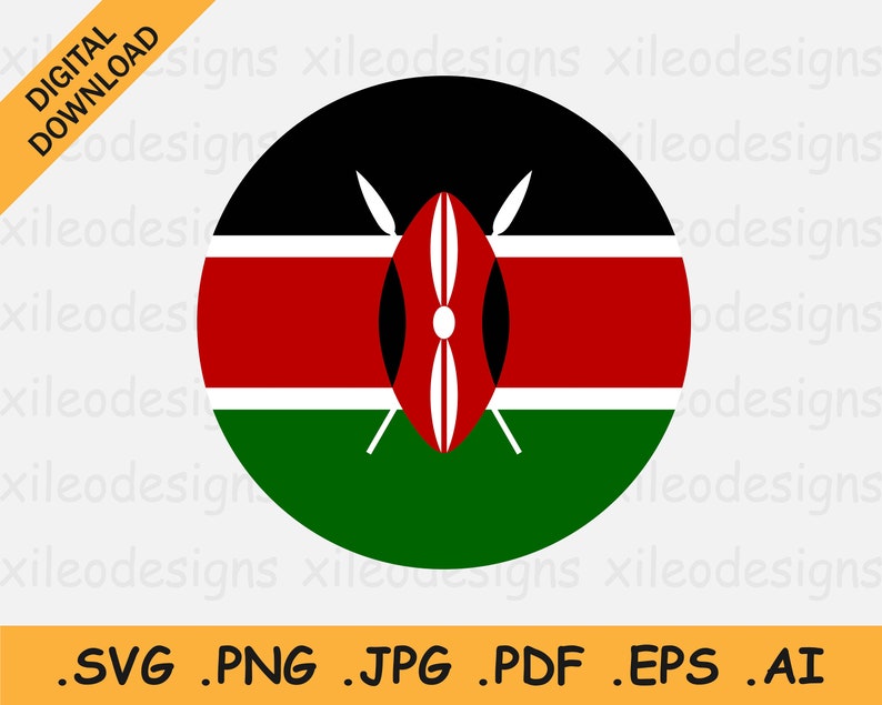 Kenya Round Flag SVG Kenyan Circular Banner Country - Etsy