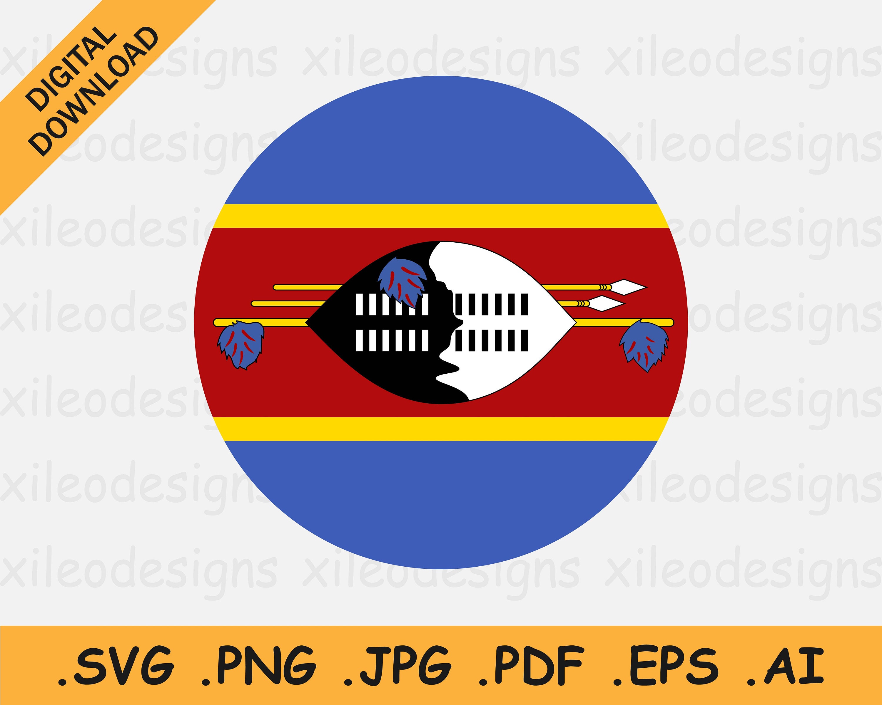 Bandera redonda de Esuatini SVG, Bandera del círculo de Swazilandia ...