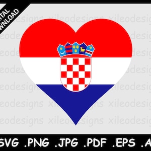 Croatia Heart Flag SVG, Croatian Love Banner National Nation Country ...