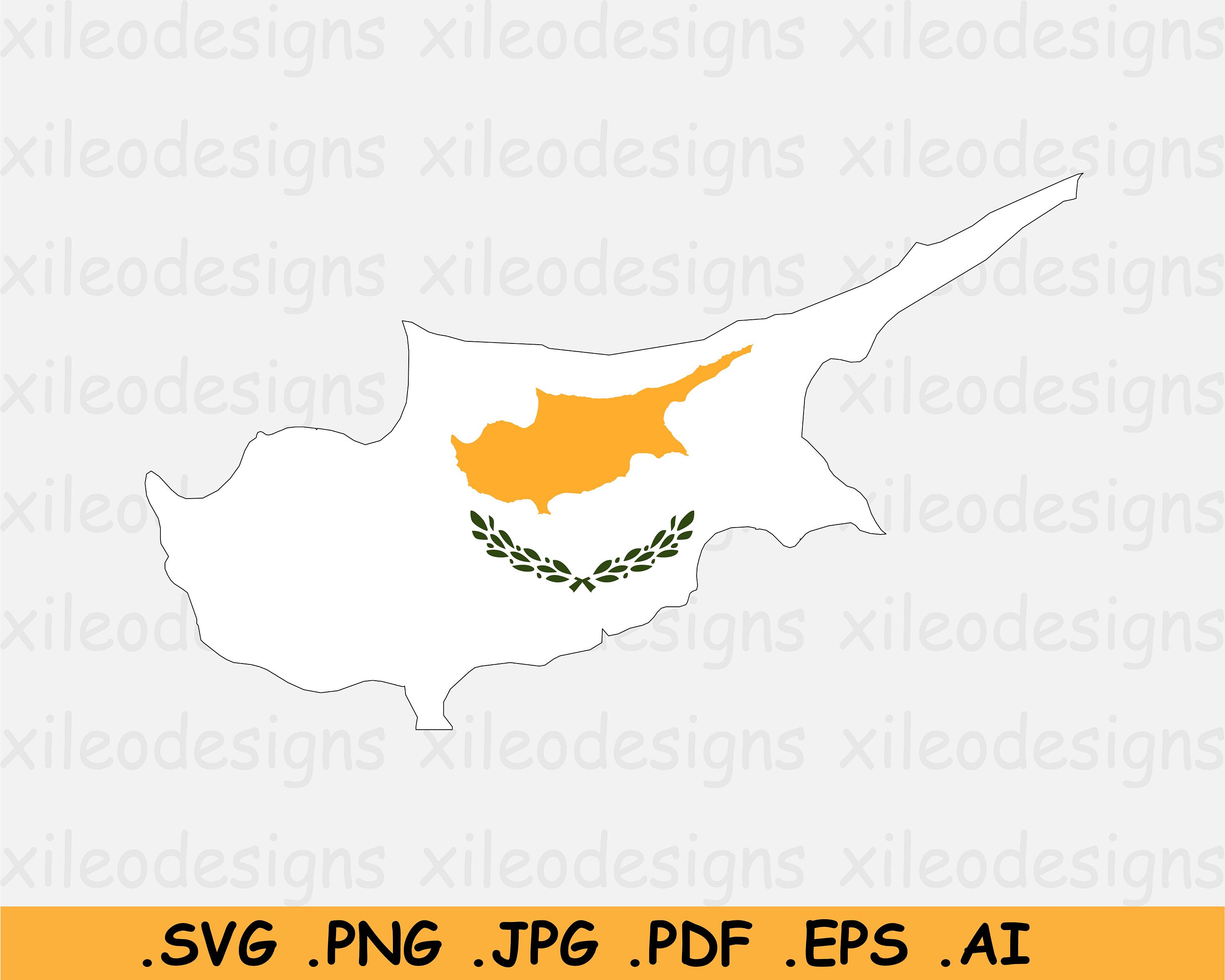 Cyprus Flag Map SVG, Cypriot SVG Cricut Cut File, Country Nation ...